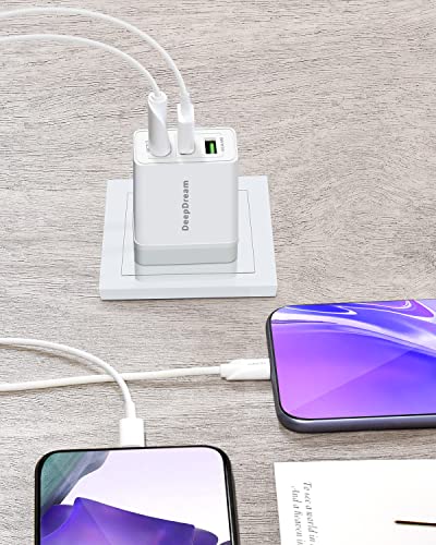 2 Pack USB Quick Charge 3.0 Wall Charger 30W, Deep Dream Multiport USB Wall Charger Plug Adapter, Fast Charger Block Compatible with iPhone 12/11/Pro/XS Max/XR/8/8+/Galaxy S10/S9/S8/Plus/Note 9/8