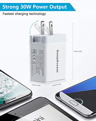 2 Pack USB Quick Charge 3.0 Wall Charger 30W, Deep Dream Multiport USB Wall Charger Plug Adapter, Fast Charger Block Compatible with iPhone 12/11/Pro/XS Max/XR/8/8+/Galaxy S10/S9/S8/Plus/Note 9/8