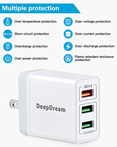 2 Pack USB Quick Charge 3.0 Wall Charger 30W, Deep Dream Multiport USB Wall Charger Plug Adapter, Fast Charger Block Compatible with iPhone 12/11/Pro/XS Max/XR/8/8+/Galaxy S10/S9/S8/Plus/Note 9/8