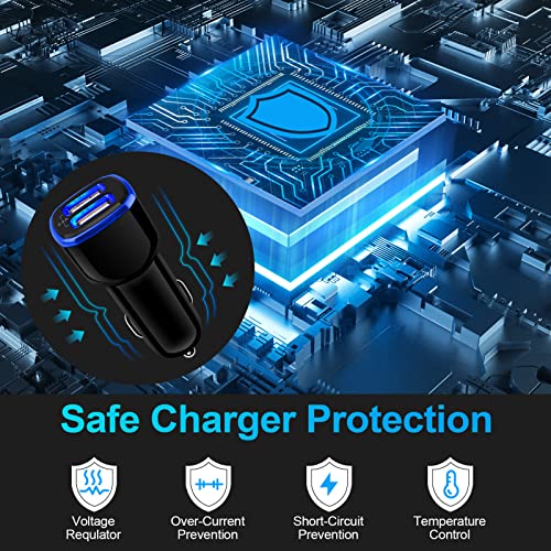 Car Charger for iPhone, 3Pack 2.4A Dual Port Fast Charge Car Lighter USB Adapter Car Plug Charger for iPhone 14 13 12 11 Pro Max 10 SE XR XS X 8 7 6,Samsung Galaxy S22 S21 S20 S10 S9 S8 S7 J7,Android