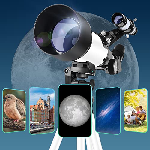 occer Telescopes for Adults Kids Beginners - 70mm Aperture 400mm Telescope FMC Optic for View Moon Planet - Portable Refractor Telescope with Adjustable Tripod Finder Scope Phone Adapter