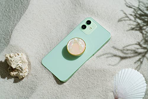 DALSTONE Authentic Natural Sea Shell Mother of Pearl Expandible Collapsible Mobile Phone Grip Stand Holder for Smartphone Tablet Cell Phone Accessory (Creme)