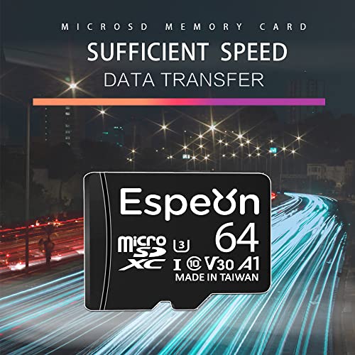 Espeon Micro SD Card 64GB with SD Adapter for Smartphone and Tablet MicroSDXC Memory Expansion, Nintendo-Switch, Portable Game Consoles. 4K Video Playback, A1 UHS-I U3 V30 C10, Up to 95MB/s Read