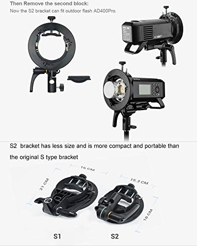 Godox S2 S-Type Speedlite Bracket Bowens Mount Holder for Godox V1 AD200Pro AD400Pro AD200 V860II TT685 TT600 TT350 Flash Strobe Speedlight