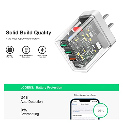 40W USB C Wall Charger Block, 2-Pack 4Port PD+QC Fast Power Adapter, Type C Charging Brick Cube Plug for iPhone 11/12/13/14/Pro Max, XS/XR/X, iPad/AirPods Pro, Samsung, Google, Tablet, Android(White)