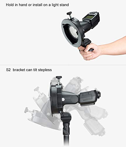 Godox S2 S-Type Speedlite Bracket Bowens Mount Holder for Godox V1 AD200Pro AD400Pro AD200 V860II TT685 TT600 TT350 Flash Strobe Speedlight