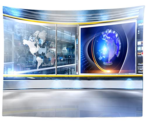 Loccor 8x6ft News Broadcast Backdrop Fabric Studio TV Global Breaking News Broadcasting Hall Backdrop Media Program Reporter Interview Photography Background Business Person Video Record Photo Props
