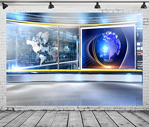Loccor 8x6ft News Broadcast Backdrop Fabric Studio TV Global Breaking News Broadcasting Hall Backdrop Media Program Reporter Interview Photography Background Business Person Video Record Photo Props
