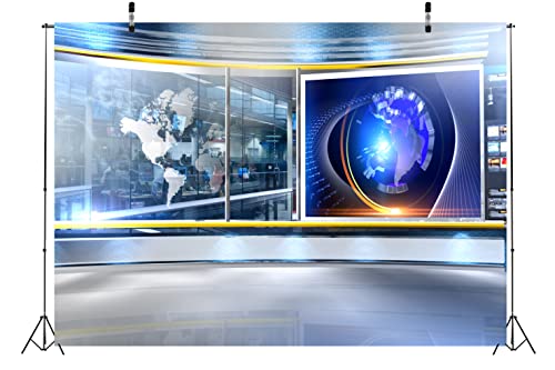 Loccor 8x6ft News Broadcast Backdrop Fabric Studio TV Global Breaking News Broadcasting Hall Backdrop Media Program Reporter Interview Photography Background Business Person Video Record Photo Props