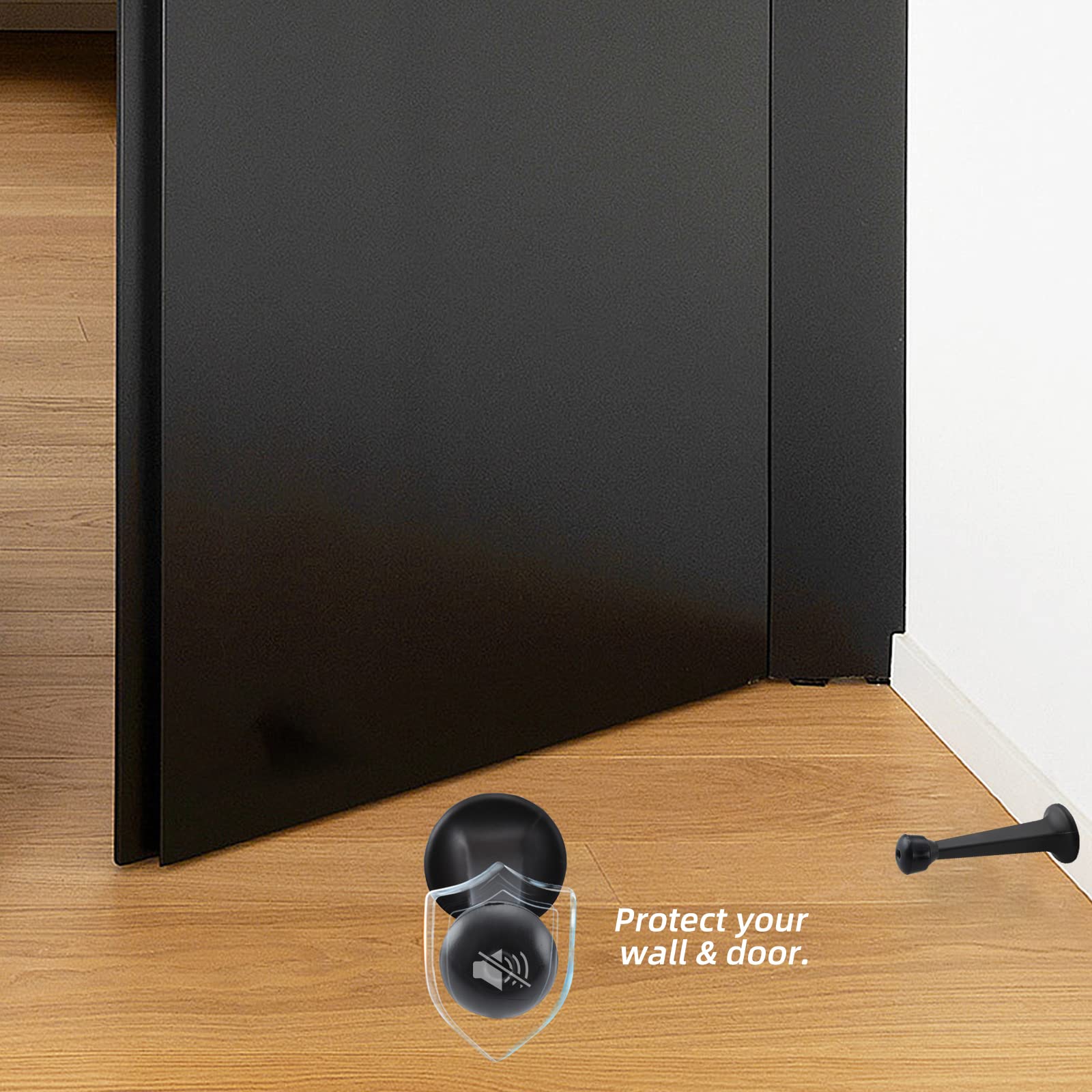 HOME MASTER HARDWARE Heavy Duty 3 in Solid Rigid Door Stop 12 Pack Door Stoppers Door Stops Matte Black w/ Rubber Tip