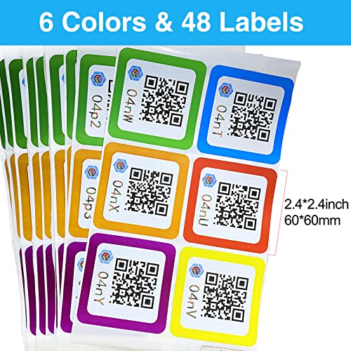 QR Code Labels for Storage & Organization Smart Moving Labels Pack and Track Labels with QR Code for Inventory, Storage – 48 Stickers (QR Code Labels for Storage - 48pcs)