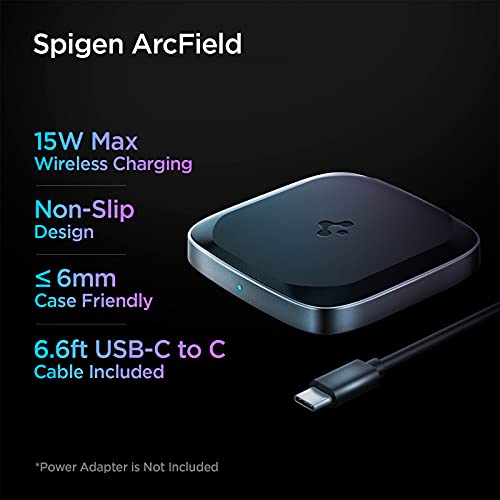 Spigen Wireless Charger, Fast 15W Wireless Charging Pad for Qi Enabled Galaxy S23 Ultra Plus Z Fold Flip 4 3 S22 S21 FE Note 20 Pixel 6 iPhone 11 XS XR X 8 SE [No Adapter Included]