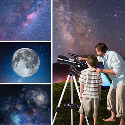 NETSKINSON Telescope, 70mm Aperture 400mm AZ Mount Astronomical Refracting Telescope for Kids Beginners, Portable Travel Telescope with Carry Bag, Phone Adapter & Wireless Remote