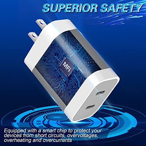 iPhone 14 Super Fast Charger,Dual Port USB C Charger [Apple MFi Certified] Apple USB C Wall Charger Plug with 2Pack Type C Quick Lightning Cable For iPhone 14/13/12/11/ProMax/Mini/XR/SE/8 Plus/AirPods
