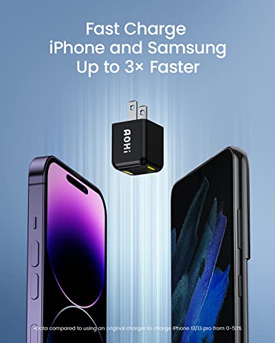 USB C Charger, AOHI Magcube 30W PD Mini Fast Charger GaN+ Wall Charger Power Adapter for iPhone 14/Plus/Pro/Pro Max/MacBook/iPhone 13/13 pro/ 12 Mini Pro Max/iPad Pro/Galaxy S21, Pixel, Black