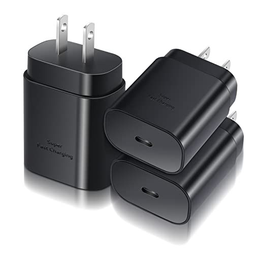 USB C Wall Charger Adapter, Costyle 3 Pack PD 25W Super Fast Charger Type C Charging Block Compatible Samsung Galaxy S23/S22/S21/S20 Ultra/Plus/S20FE/S10/A13/A53/A71/Note 20 Ultra/10,Pixel 7/6A-Black