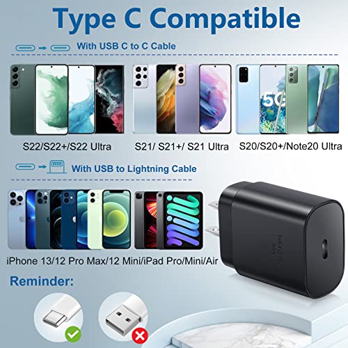 USB C Wall Charger Adapter, Costyle 3 Pack PD 25W Super Fast Charger Type C Charging Block Compatible Samsung Galaxy S23/S22/S21/S20 Ultra/Plus/S20FE/S10/A13/A53/A71/Note 20 Ultra/10,Pixel 7/6A-Black