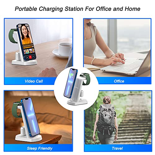 Meynorway 3 in 1 Wireless Charger Stand Case Friendly Charging Station for Apple Watch, Airpods, iPhone 14 13 12 11 Pro X Max XS XR 8 7 Plus 6s 6 & Popsockets