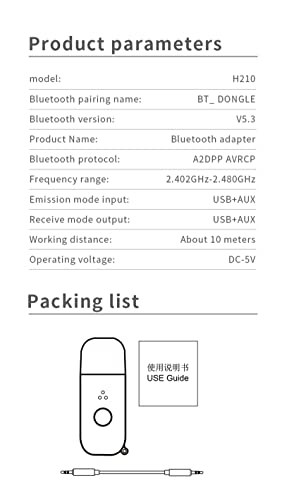 2 in 1 Bluetooth V5.3 Transmitter Receiver, USB Bluetooth Adapter, Wireless Audio Transmitter for TV to Bluetooth Headphones, Low Latency, Power by USB for TV/PC Home/Car Sound System