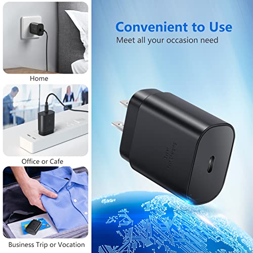 USB C Wall Charger Adapter, Costyle 3 Pack PD 25W Super Fast Charger Type C Charging Block Compatible Samsung Galaxy S23/S22/S21/S20 Ultra/Plus/S20FE/S10/A13/A53/A71/Note 20 Ultra/10,Pixel 7/6A-Black