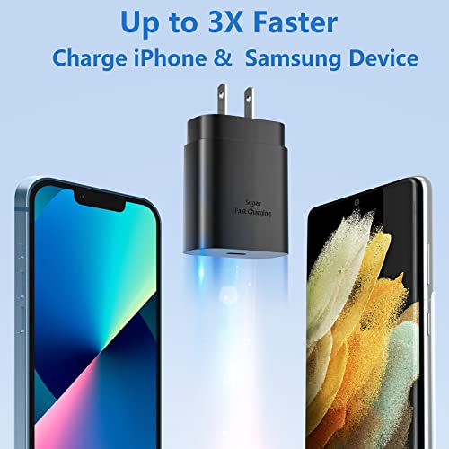 USB C Wall Charger Adapter, Costyle 3 Pack PD 25W Super Fast Charger Type C Charging Block Compatible Samsung Galaxy S23/S22/S21/S20 Ultra/Plus/S20FE/S10/A13/A53/A71/Note 20 Ultra/10,Pixel 7/6A-Black