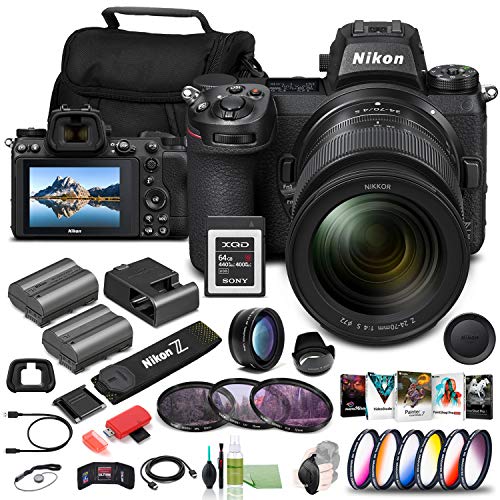 Nikon Z 6II Mirrorless Digital Camera with 24-70mm f/4 Lens (1663) USA Model + 64GB XQD Card + EN-EL15c Battery + Corel Software + Case + 3 Piece Filter Kit + Color Filter Kit + Telephoto Lens + More