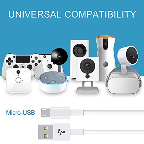 FASTSNAIL 16.4FT Power Extension Cable for WyzeCam/WyzeCam V3/ WyzeCam Pan/Wyze Cam Pan V2/ KasaCam/NestCam Indoor/Yi Cam,USB to Micro USB Charging and Data Sync Cord 2 Pack