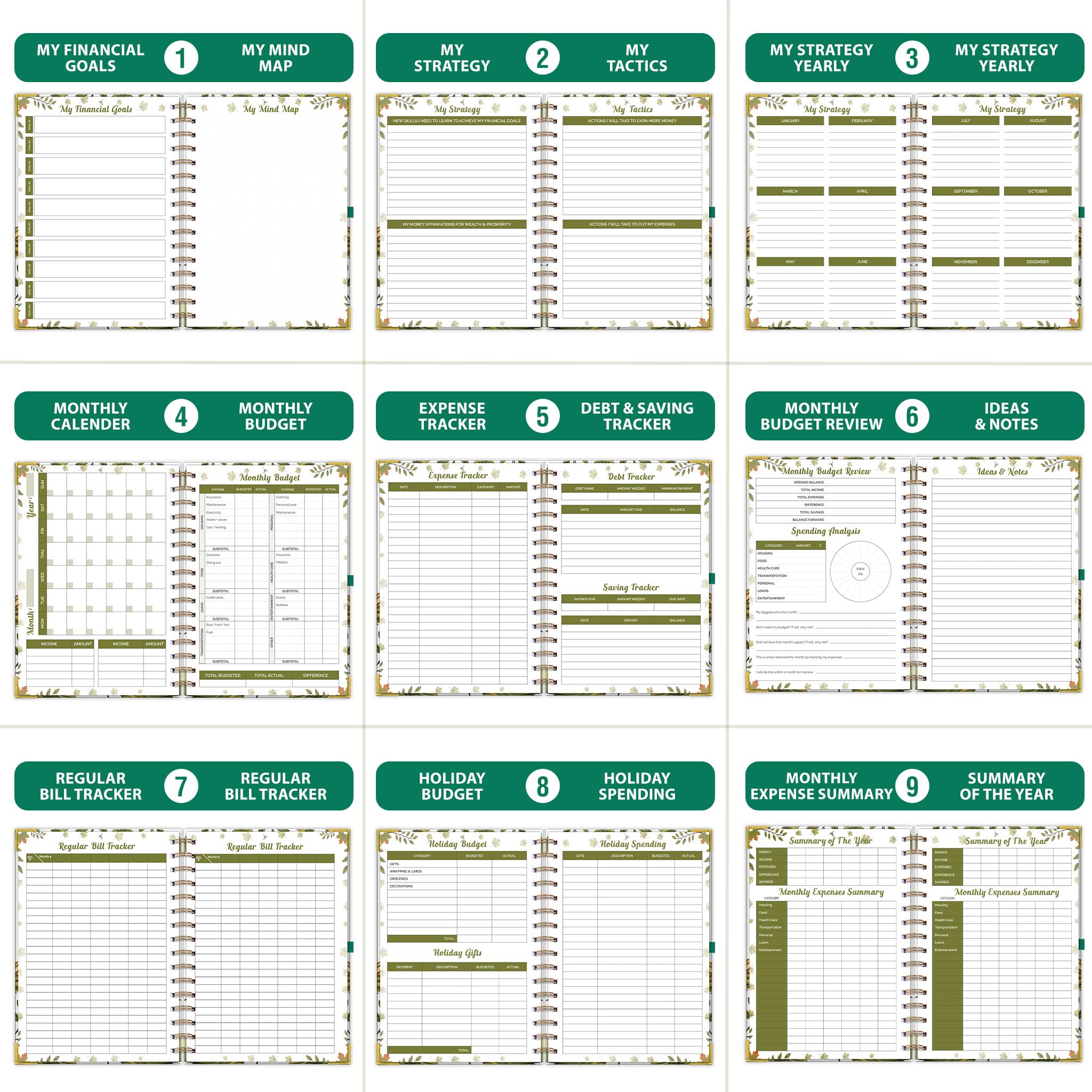 SARHAMS Budget Planner 5.8 x 8.1 Inches with 2 Pockets – Portable Undated Budget Book with Bill and Expense Tracker – 12 Month Planner to Track 2023 2024, Organize and Plan Your Finances