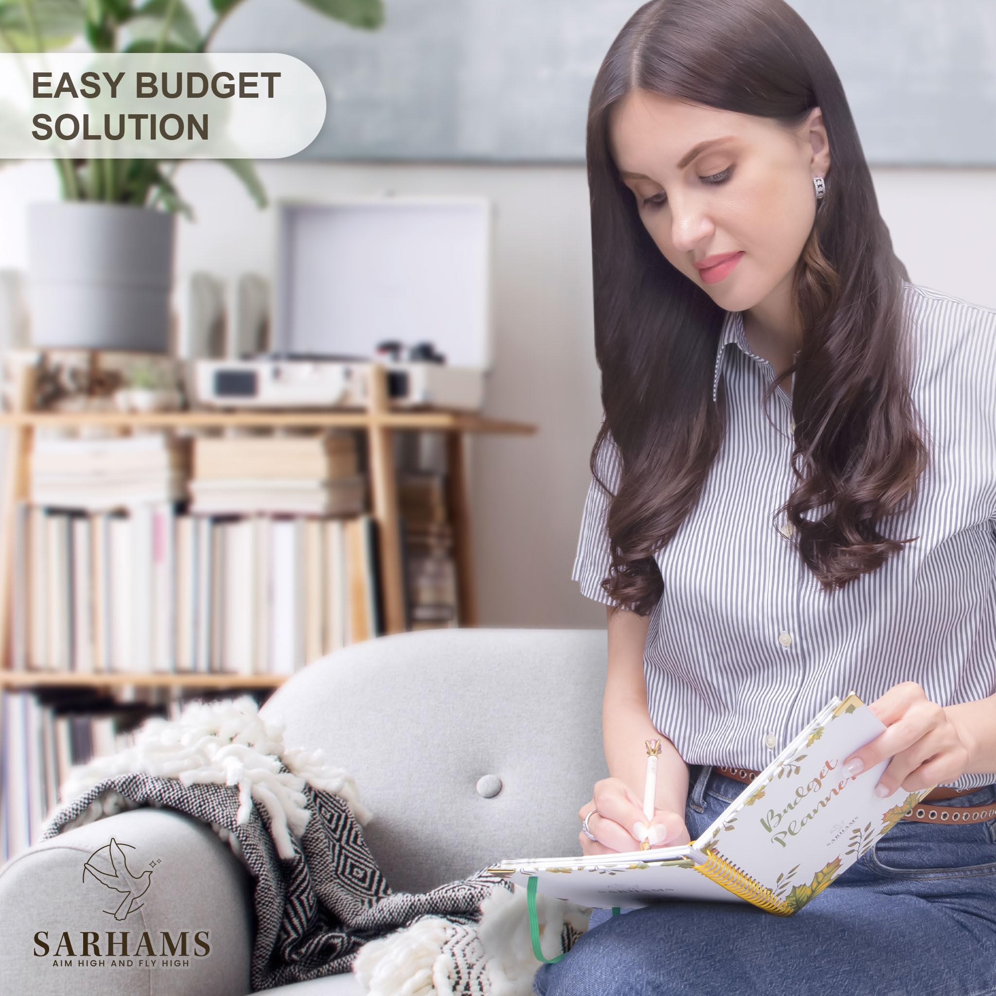 SARHAMS Budget Planner 5.8 x 8.1 Inches with 2 Pockets – Portable Undated Budget Book with Bill and Expense Tracker – 12 Month Planner to Track 2023 2024, Organize and Plan Your Finances