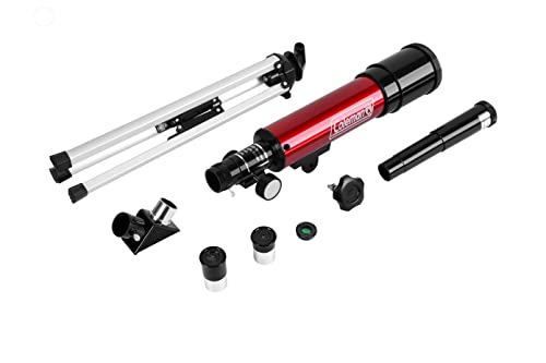 Coleman 360x50 Refractor Telescope Kit with Heavy-Duty Carrying Case, C36050 - Crimson Red
