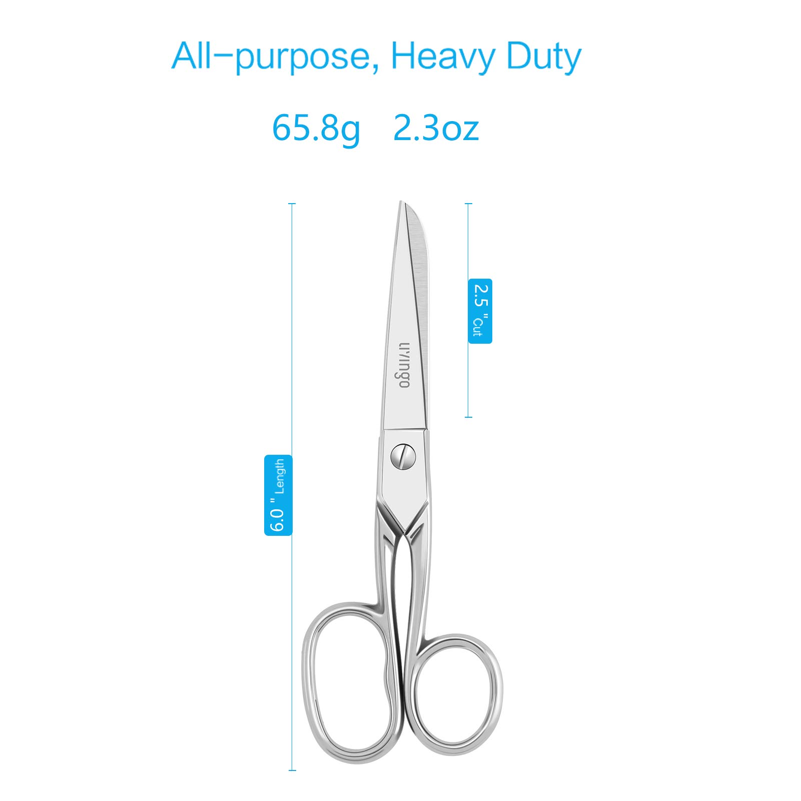 LIVINGO 6'' Professional Forged Fabric Scissors, Precision Tailor Small Scissors Heavy Duty, Sharp Stainless steel Sewing Shears for Crafting Supplies