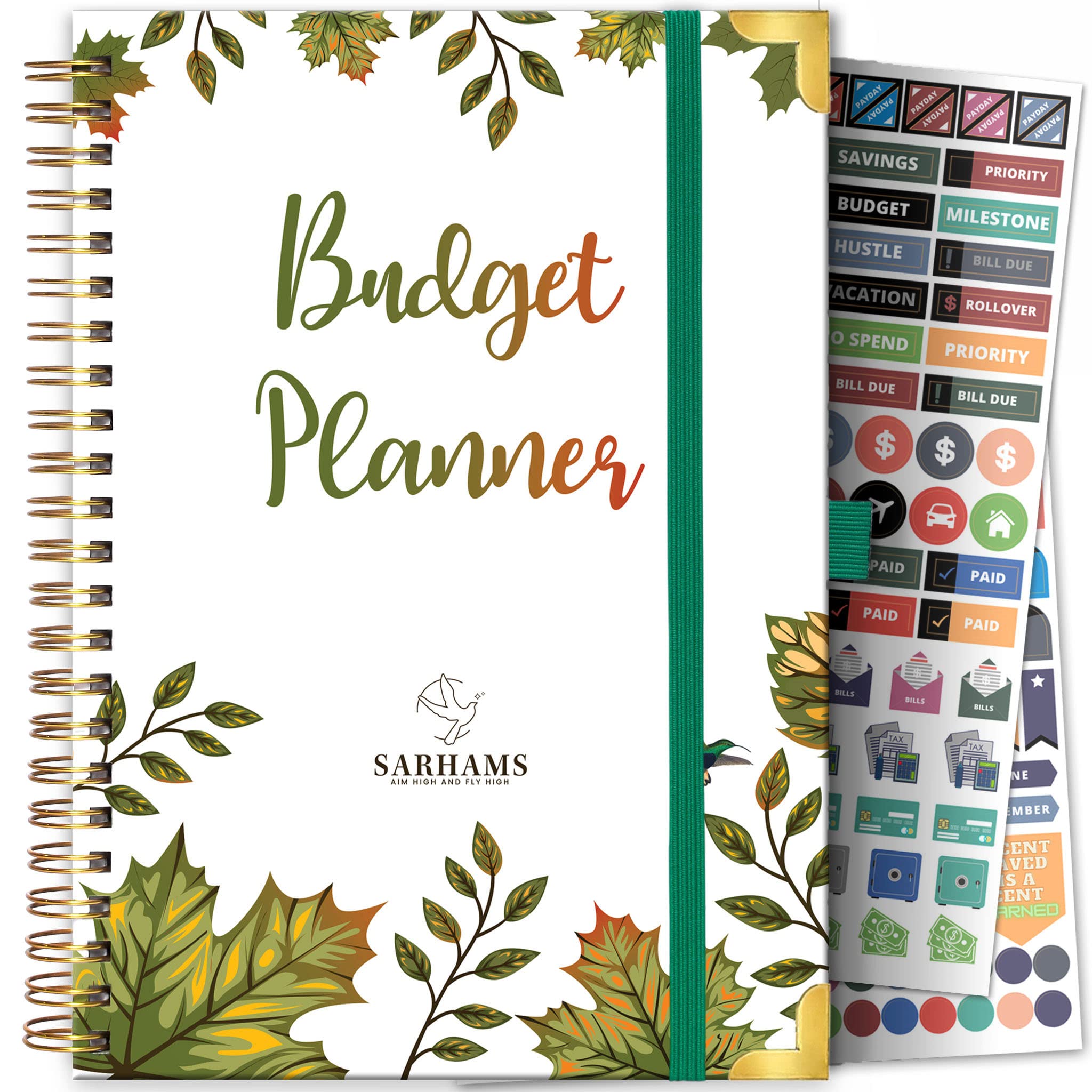 SARHAMS Budget Planner 5.8 x 8.1 Inches with 2 Pockets – Portable Undated Budget Book with Bill and Expense Tracker – 12 Month Planner to Track 2023 2024, Organize and Plan Your Finances