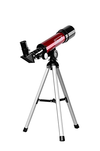 Coleman 360x50 Refractor Telescope Kit with Heavy-Duty Carrying Case, C36050 - Crimson Red