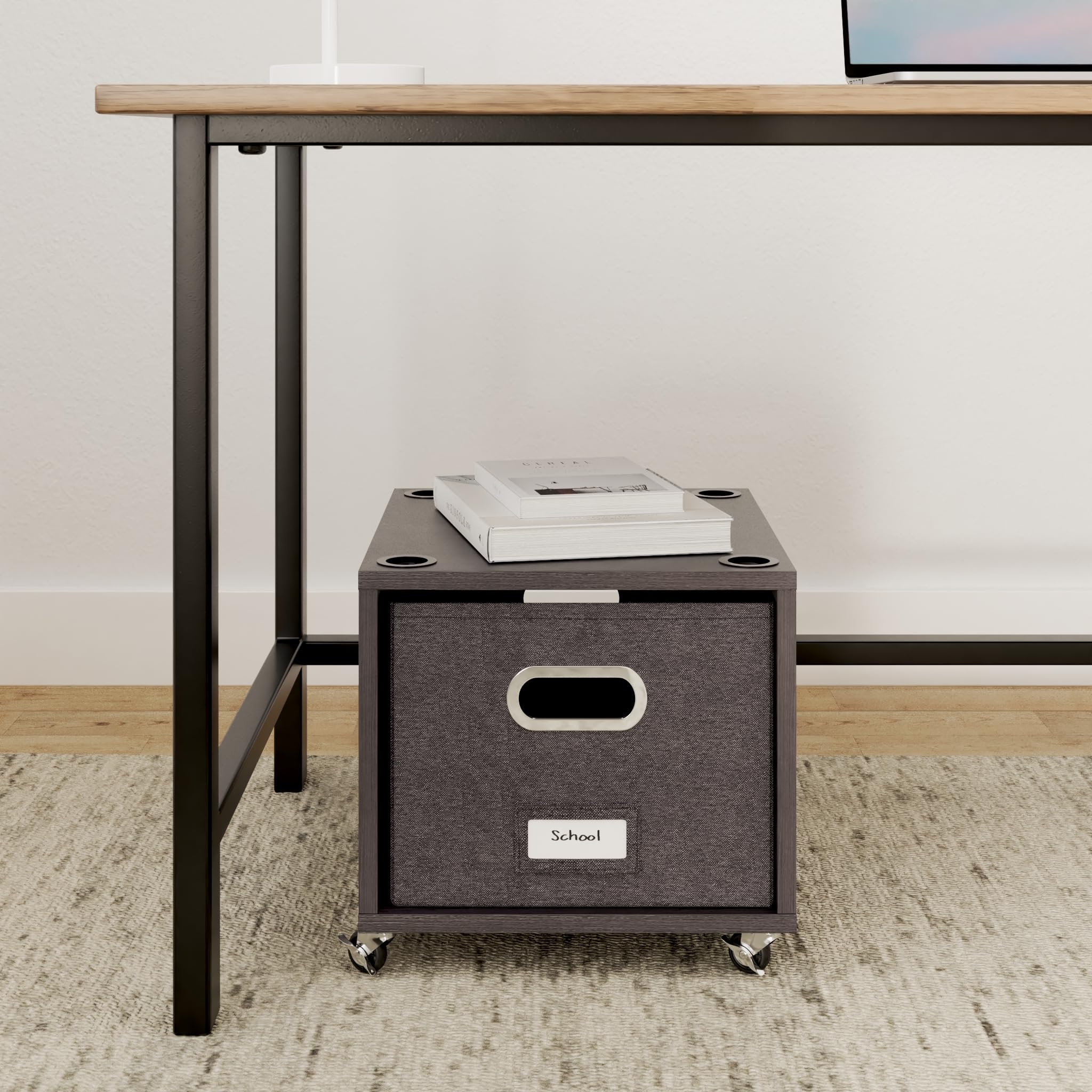 BIRDROCK HOME Rolling File Cabinet with 1 Lateral Drawer β Decorative Storage Shelf for Blankets, Books, Files, Magazines, Toys, etc β Removable Bin with Handles β Under Desk Office Organizer