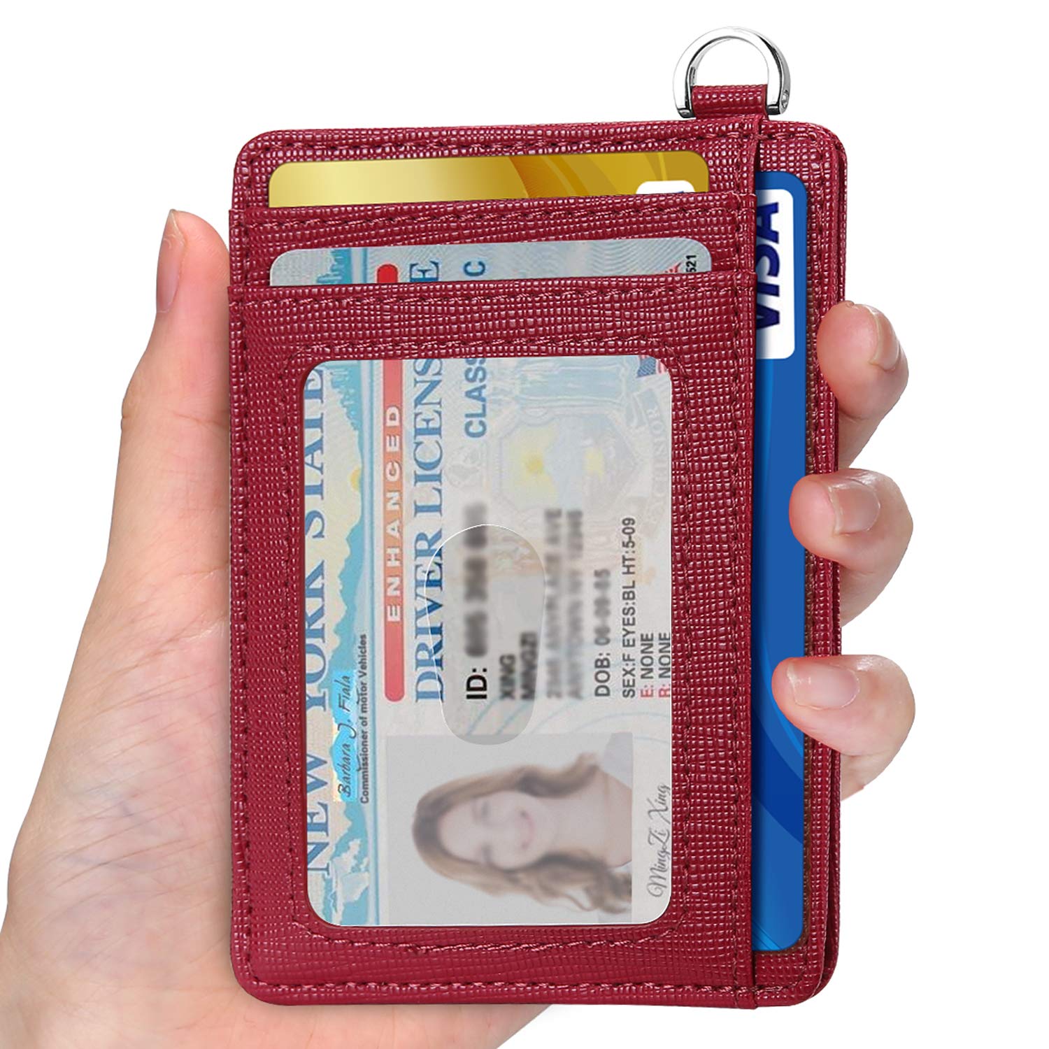 EcoVision Slim Minimalist Front Pocket Wallet, RFID Blocking Credit Card Holder Wallet with Detachable D-Shackle for Men Women