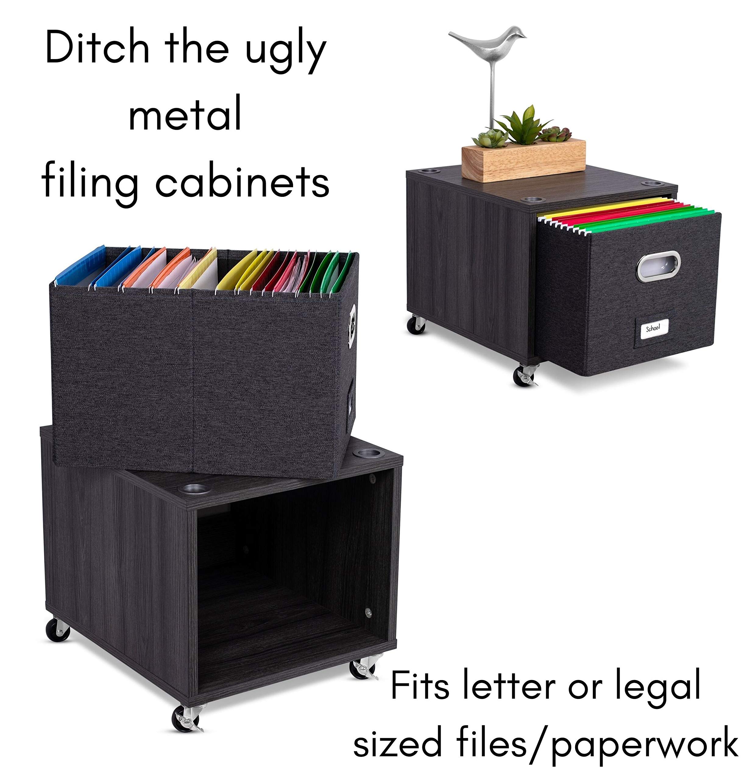 BIRDROCK HOME Rolling File Cabinet with 1 Lateral Drawer β Decorative Storage Shelf for Blankets, Books, Files, Magazines, Toys, etc β Removable Bin with Handles β Under Desk Office Organizer