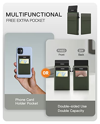 YESIIW Slim Card Holder Wallet - Minimalist Pop up Wallet for Men RFID Blocking with Money Pocket | Metal Wallet Card Case Green