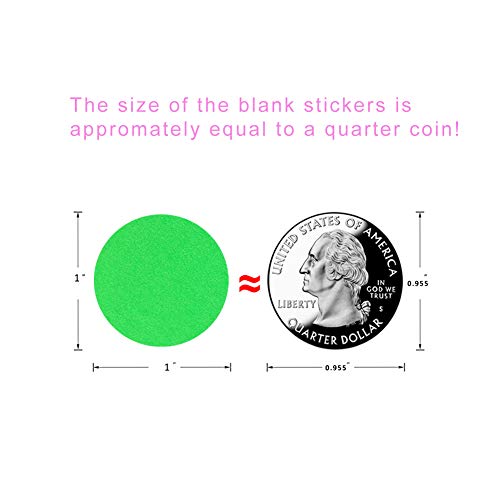 Hcode 1 Inch Color Coding Label Bright Neon Fluorescent Garage Sale Stickers Blank Yard Sale Price Stickers Permanent Adhesive Dots Stickers Frosted Surface Writable Paper Labels 1000 Pieces