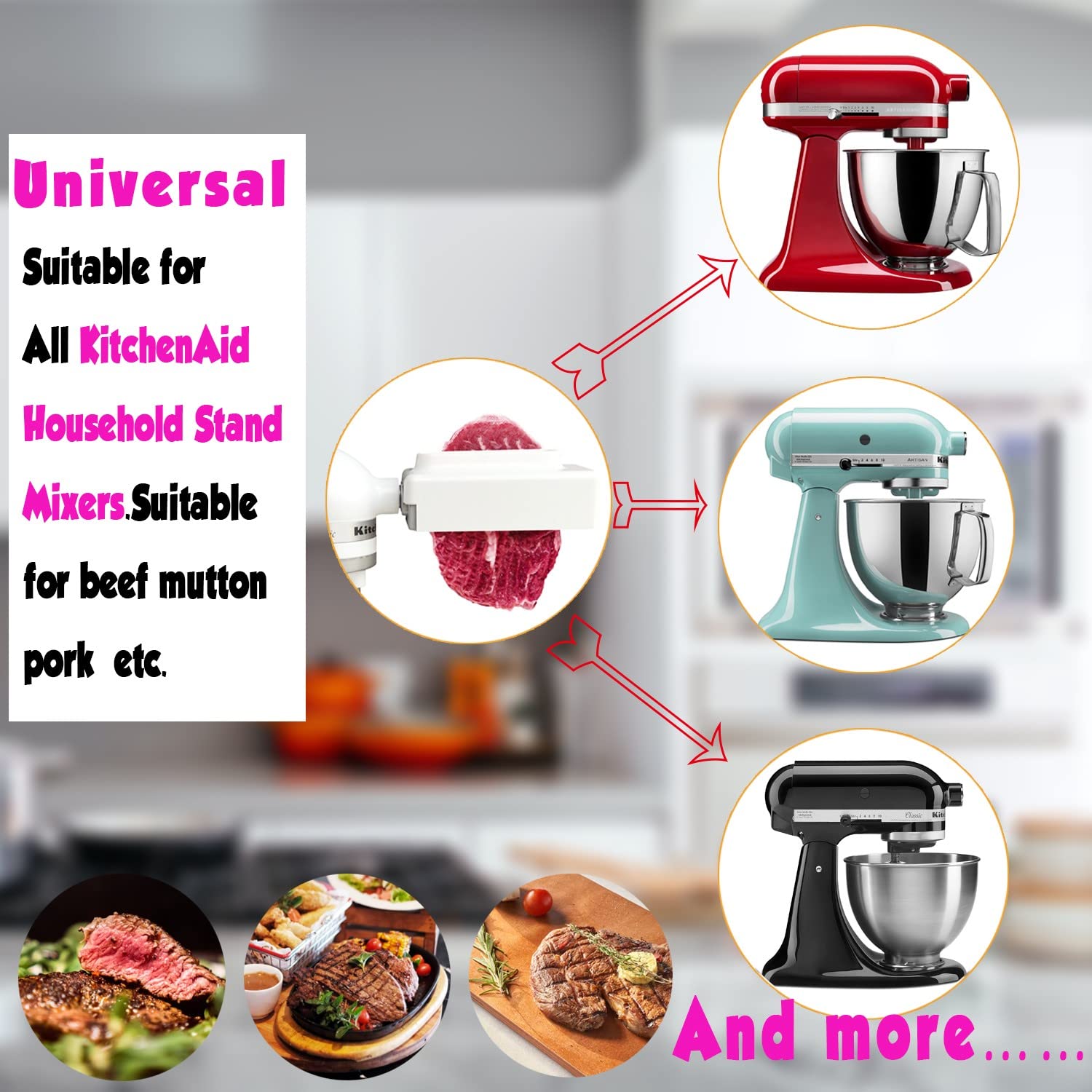 [UPGRADE] Meat Tenderizer Attachment for All KitchenAid Household Stand Mixers- Mixers Accesssories [No More Jams,No More Break,Easier to clean]