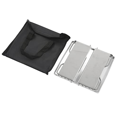 Mini Portable Outdoor Folding Campfire Grill, Foldable Stainless Steel Barbecue Grill Grate, with Wind Screen for Garden