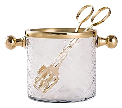 ZYHHDP Ice Bucket Handmade Brass Glass Ice Bucket with Ice Clip Dining Table Cooler Wine Wine Rack Ice Bucket Champagne Can Cooler