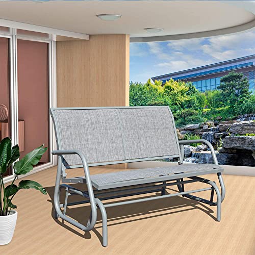 GOLDSUN 2 Person Deck Swing Glider Chair Patio Swing Bench Garden Rocking Seat for Outdoor Patio,Backyard,Deck Swimming Pool(Gray)