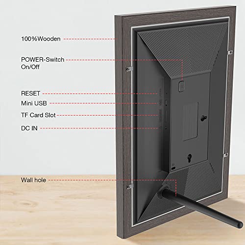 Digital Picture Frame FRAMEO 10.1 Inch 1280x800 IPS LCD Touch Screen WiFi Digital Photo Frame with Auto-Rotate 32GB Storage Share Photos and Vedios Instantly via Frameo (10.1 inch Wood Effect)