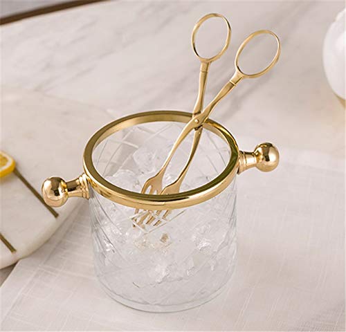 N/A Handmade Brass glass ice bucket with ice clip dining table cooler wine wine rack ice bucket champagne can cooler