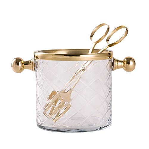 N/A Handmade Brass glass ice bucket with ice clip dining table cooler wine wine rack ice bucket champagne can cooler