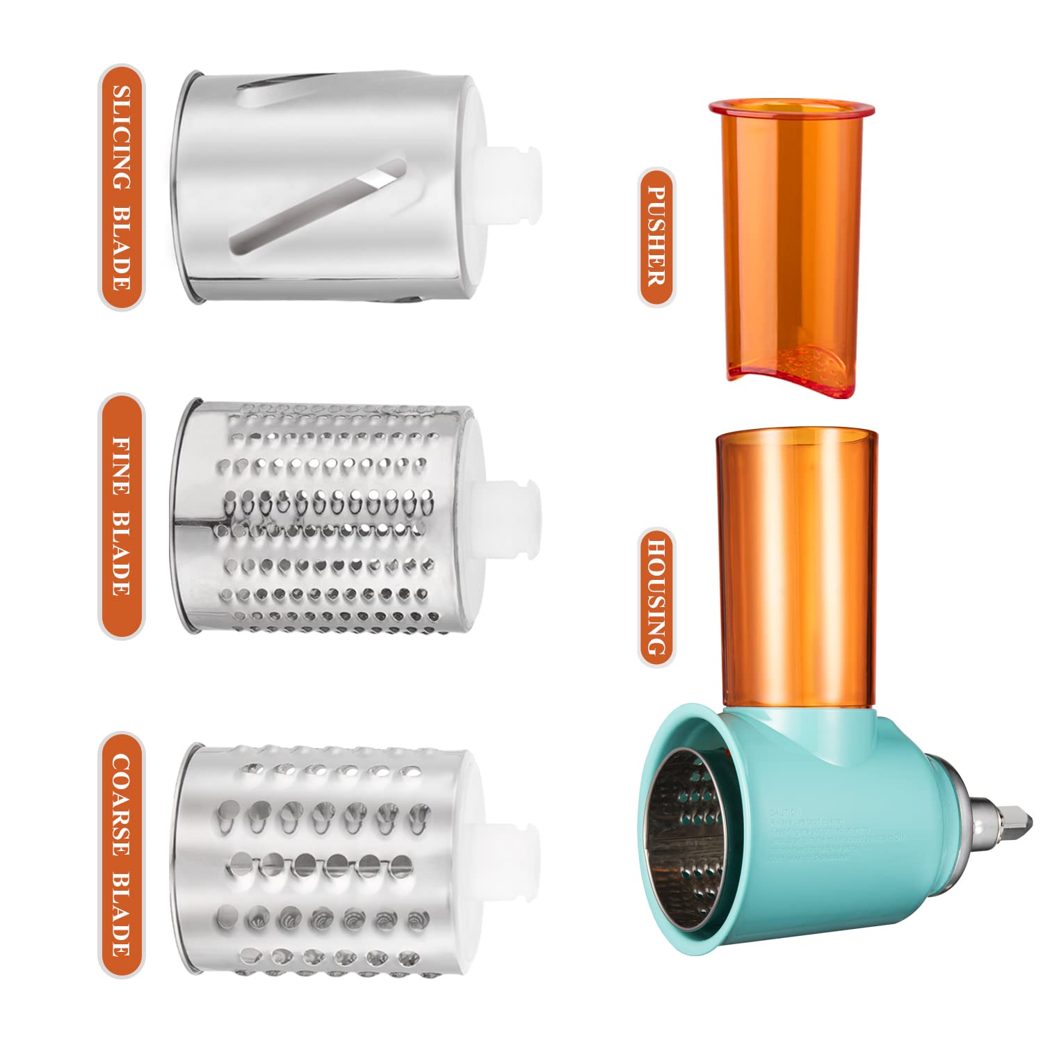 Stainless Steel Slicer Shredder Attachment for KitchenAid Stand Mixer, Cheese Grater KitchenAid, Slicer Accessories with 3 Blades (Cyan)