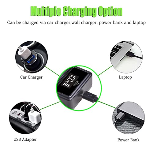 DMW-BCK7 Battery and Charger with LED Display Compatible with Panasonic Lumix DMC-TS30, DMC-FH25, FH27, FP5, FP7, FS16, FS18, FS22, FS35, FS37, DMC-S1, DMC-S2, DMC-S3, DMC-SZ1, DMC-SZ5, DMC-SZ7