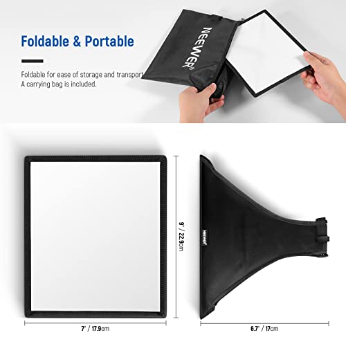 NEEWER Flash Diffuser Light Softbox 9" x 7", Universal, Collapsible with Storage Pouch Compatible with Canon Nikon Sony Godox Yongnuo NEEWER speedlight
