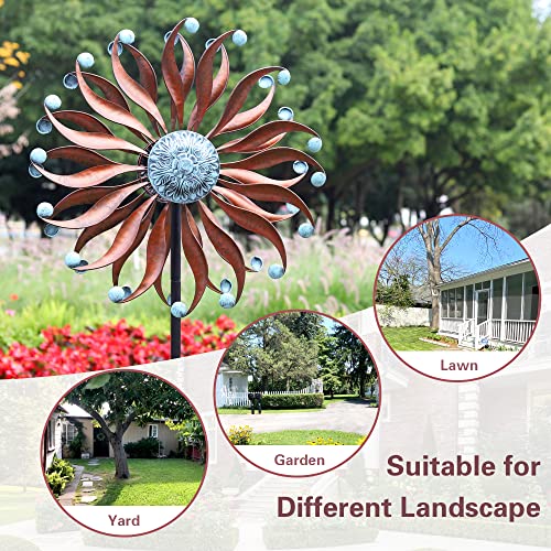 WinWindSpinner, Metal Wind Spinners for Yard Garden - Outdoor Garden Wind Spinner for Lawn Ornament, Windmills for The Yard Garden Patio Lawn (Retro Flower)