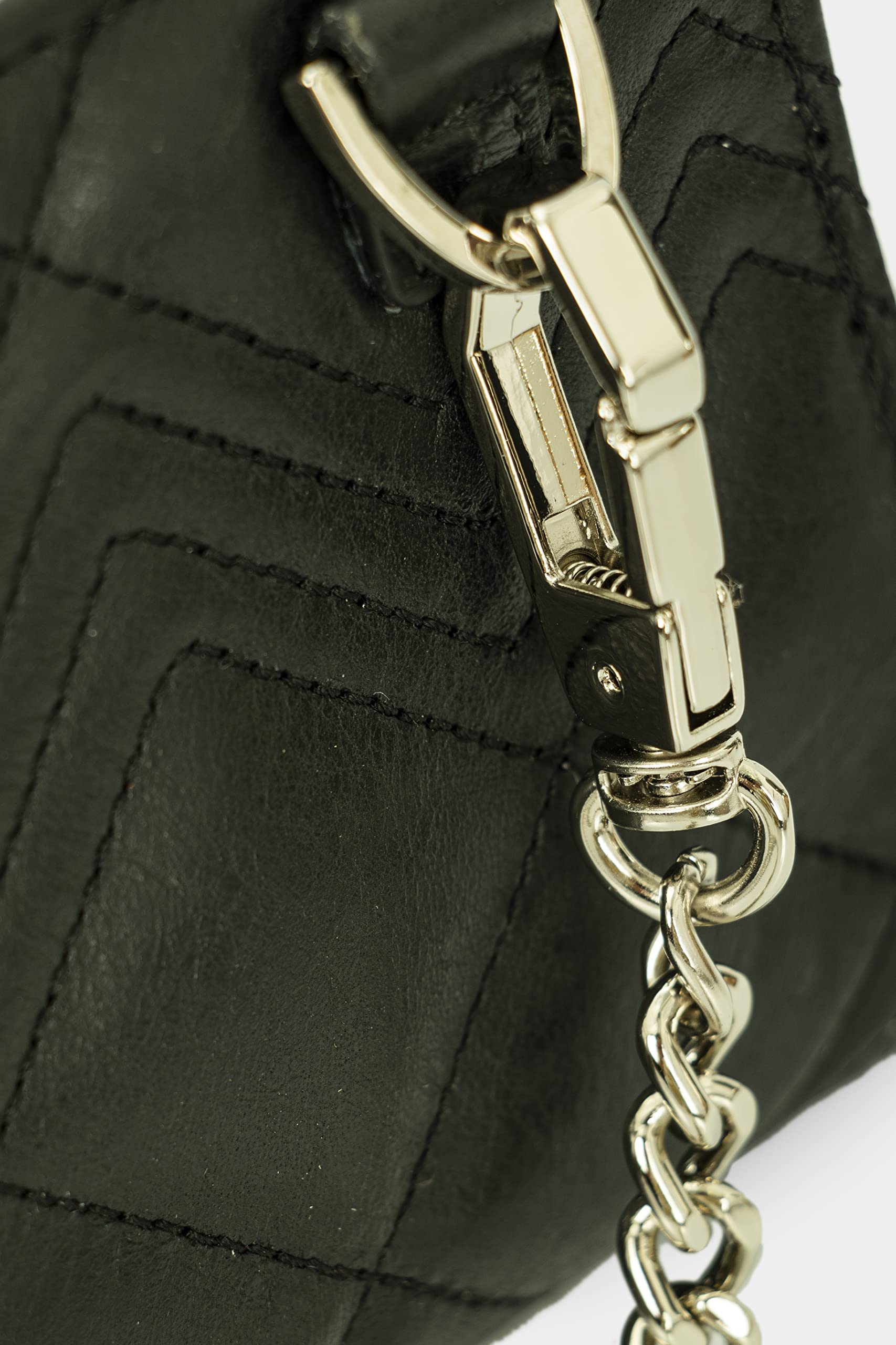 VELEZ Leather RFID Blocking Wallet - Designer Wallets for Women - Long Wristlet Clutch with Chain Black